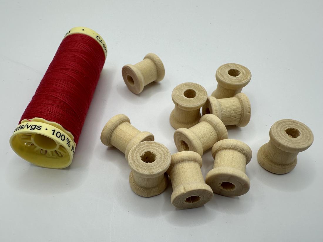 Natural Unfinished Mini Wooden Spools x 10 pieces - The Little Fabric Shop