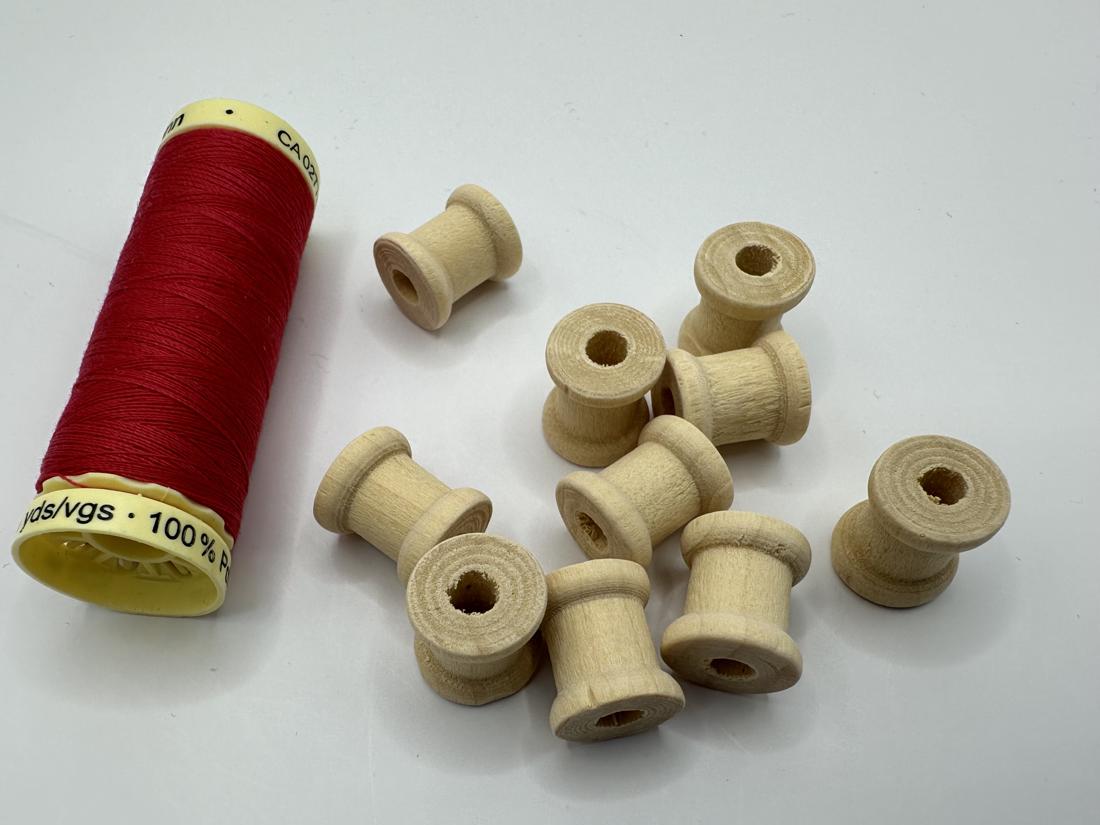 Natural Unfinished Mini Wooden Spools x 10 pieces - The Little Fabric Shop