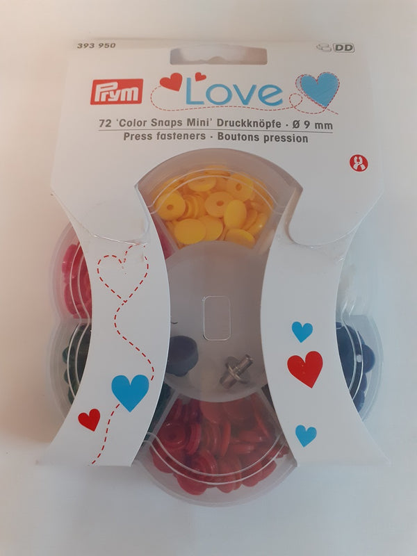 Prym Love Colour Mini Snap Fasteners 9mm 72 Piece Selection Box - The ...