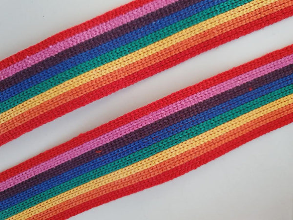 Bright Rainbow Webbing Cotton Acrylic Mix 40mm wide - The Little Fabric ...