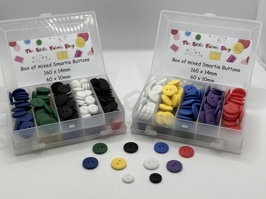 Mixed Selection of Smartie Buttons Matte 2 Hole - The Little Fabric Shop