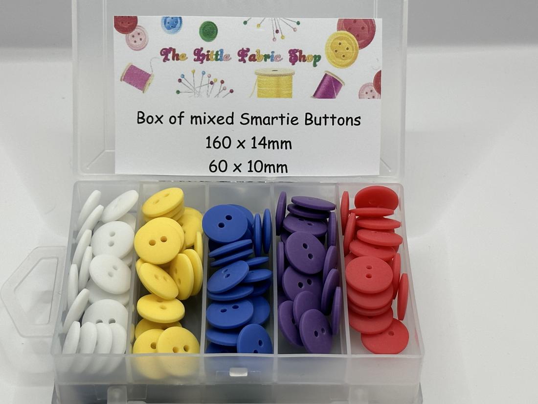 Mixed Selection of Smartie Buttons Matte 2 Hole - The Little Fabric Shop